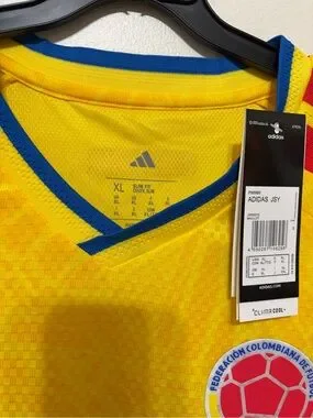 adidas | Shirts | Adidas Yellow Soccer Jersey With Blue And Red Accents ...